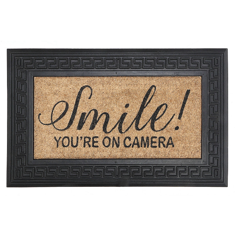 Rubber & Coir Smile You're on Camera Floormat - The Brick