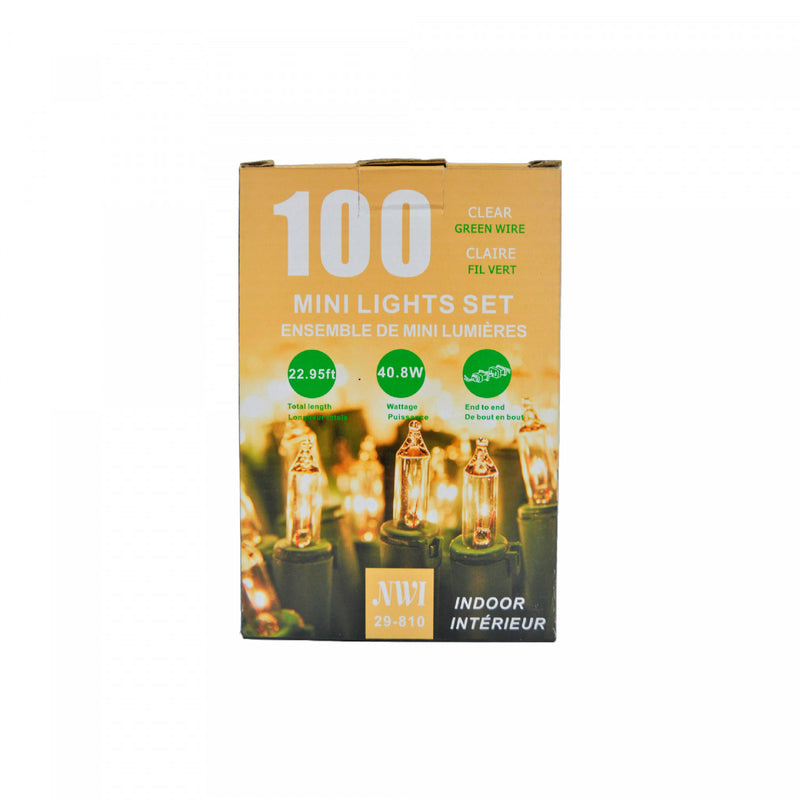 100 Lt Indoor Mini Light Set Clear Bulbs - Set of 2 Christmas Lights ...