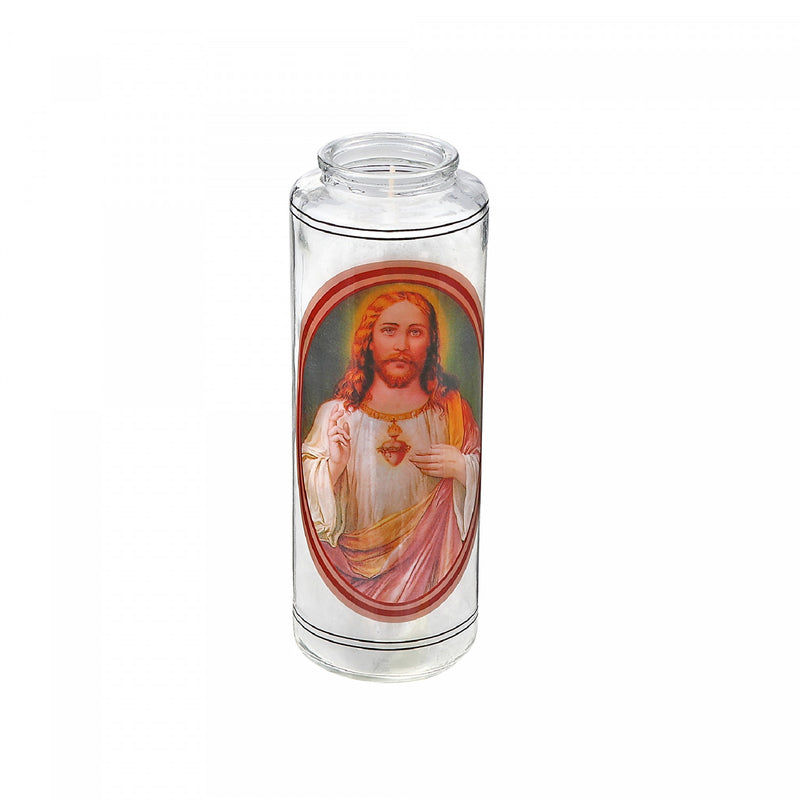 Religious Candle White Jesus Emblem - Set of 2 - The Brick