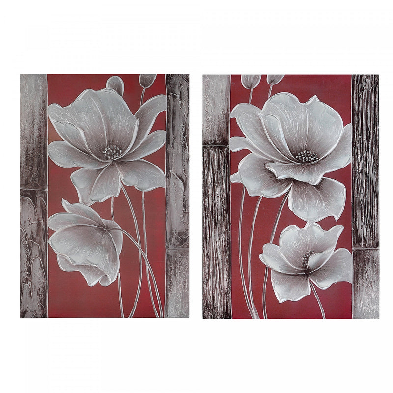 Hand Painted Canvas Wall Art Blooms and Timber - Set of 2 Wall Decor ...