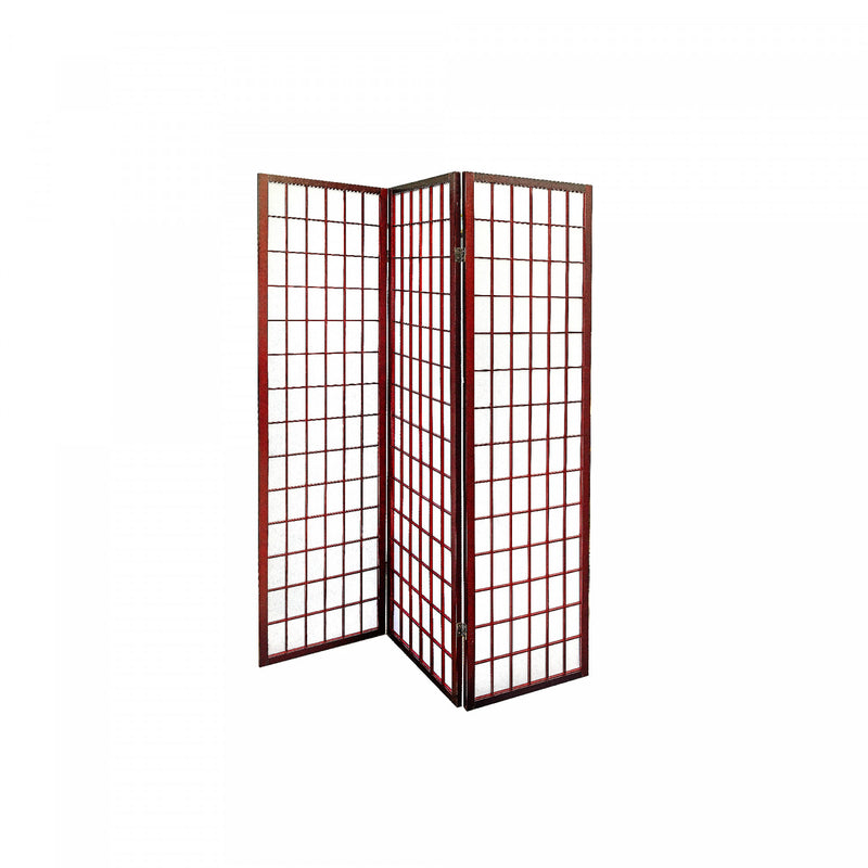 3 Panel Wood Framed Paper Screen Mahogany - The Brick