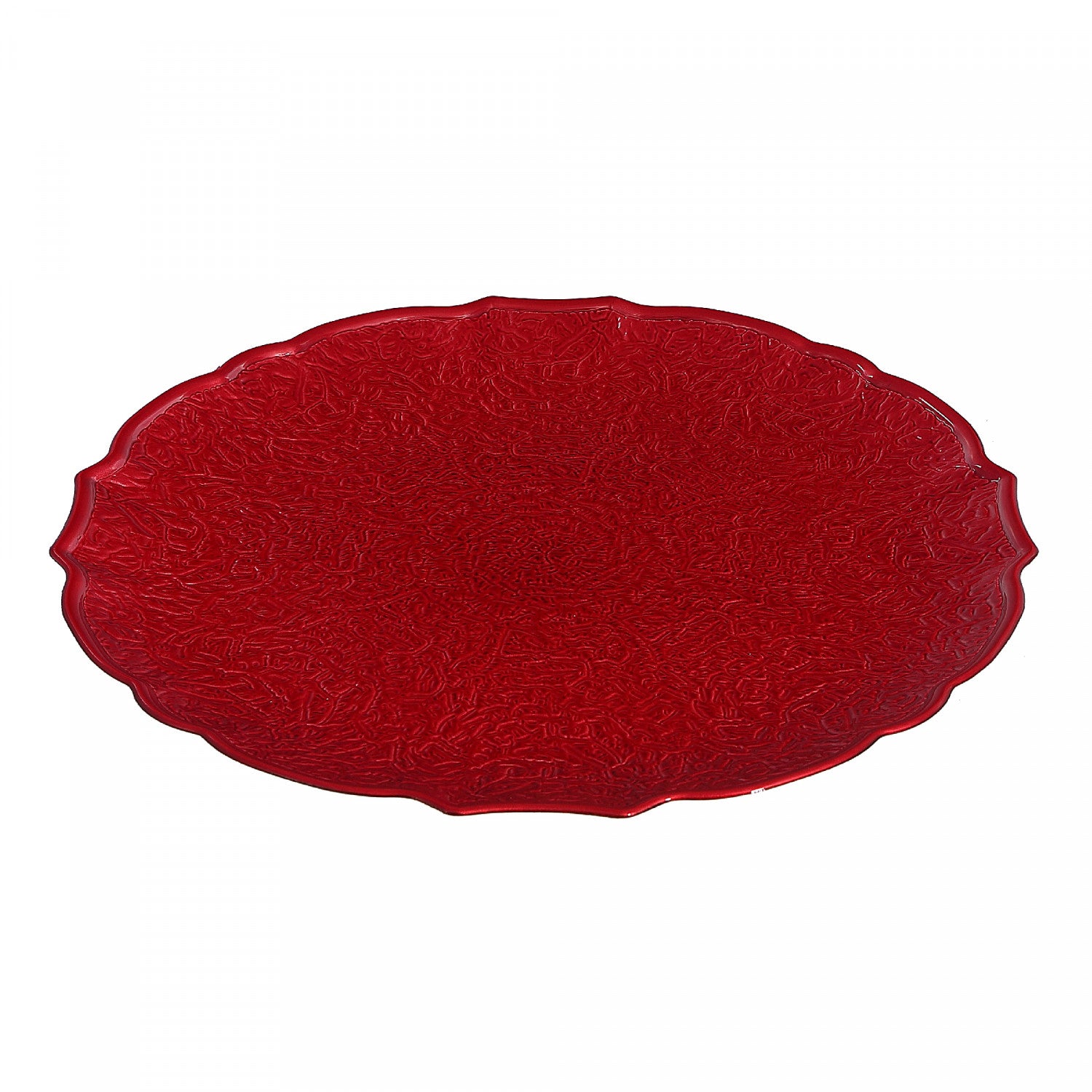 Round Serving Plate Textured Red - Set of 6 - The Brick