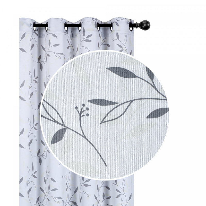 Decorative Polyester Panel Leafy Silver 84" - Set of 2 Drapes and B ...