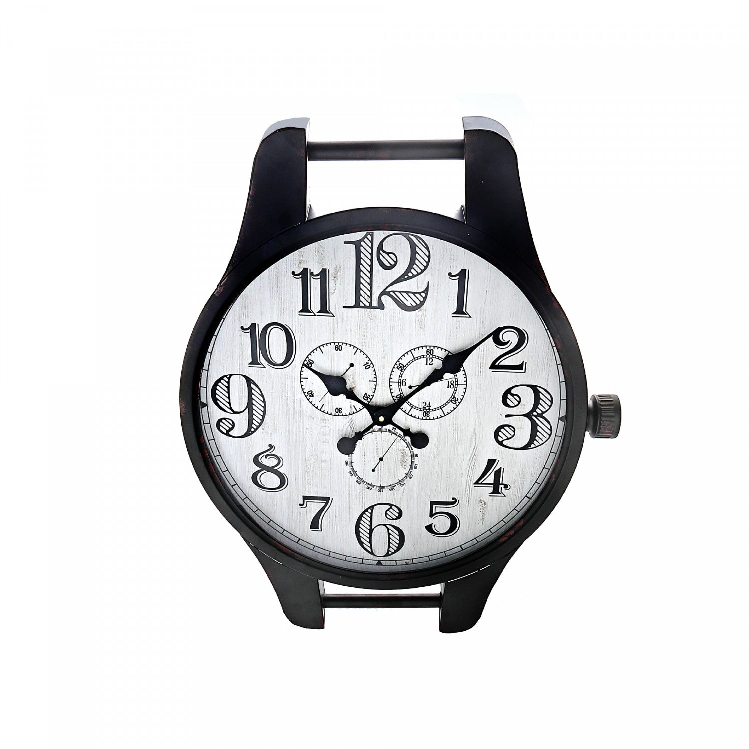 Black Metal Watch Shaped Clock - The Brick