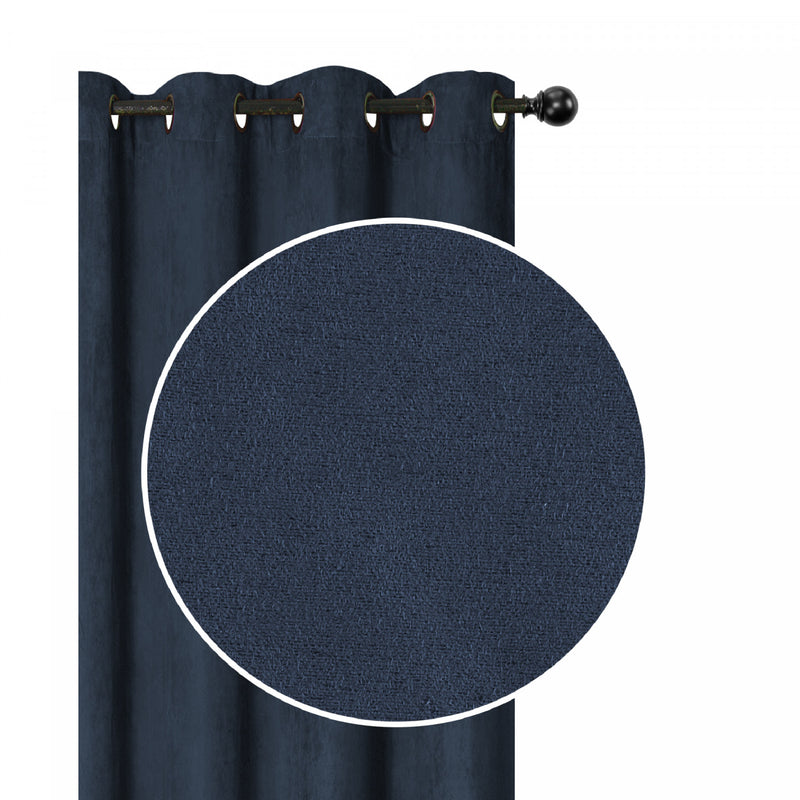 Faux Suede Panel With 8 Grommets Navy Blue - Set of 2 Drapes and Bl ...