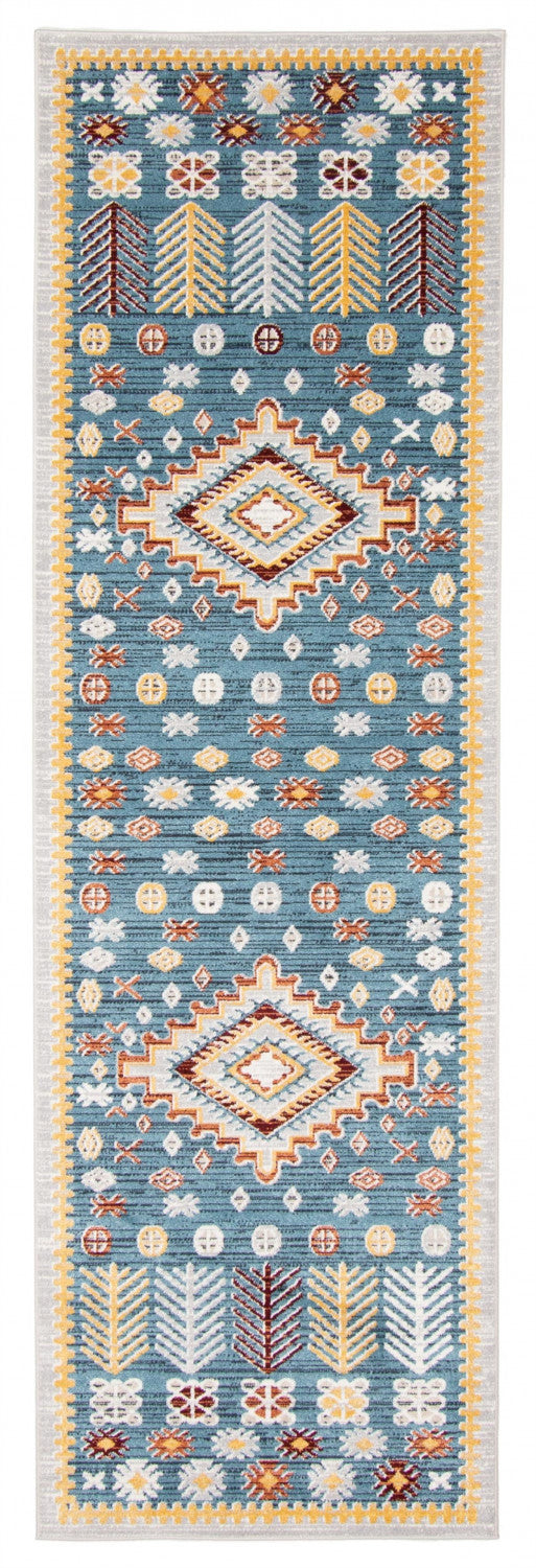 Gypsy Blue Machine Washable Area Rug - 2'6" x 8'0" - The Brick