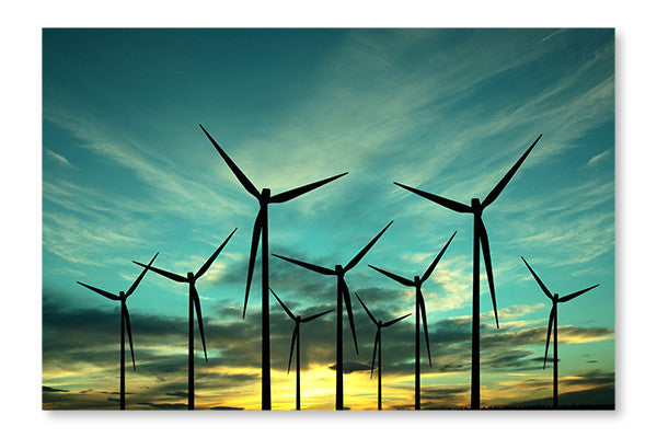 Wind Turbine Farm Over Sunset 24x36 Wall Art Frame And Fabric Panel ...