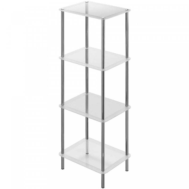 Benson 4-tier Chrome Rectangular Frosted Glass Stand Shelves - The Brick