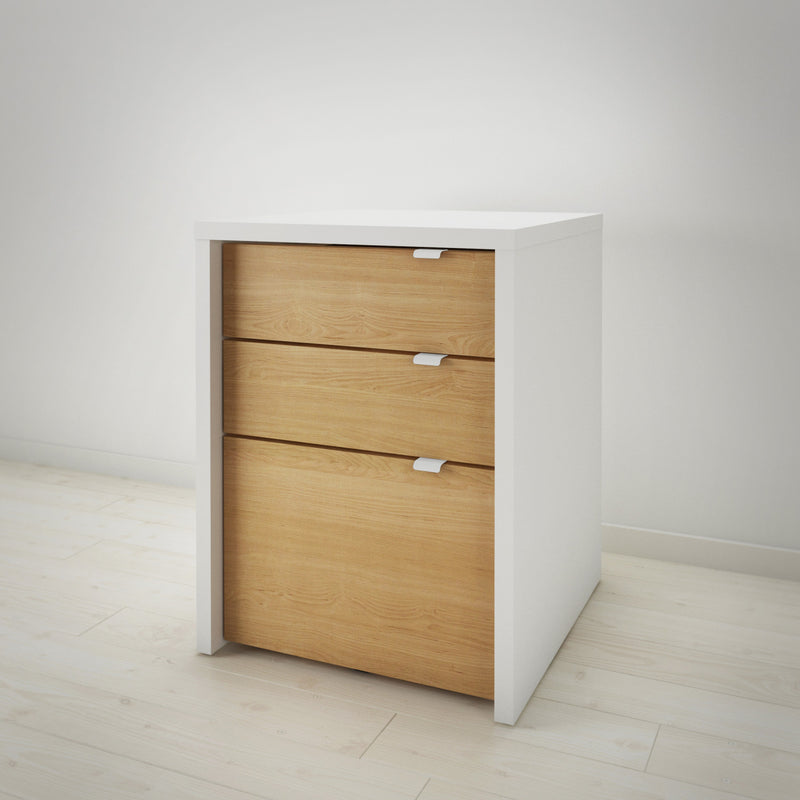 Nordika Chrono Filing Cabinet - White/Natural Maple - The Brick