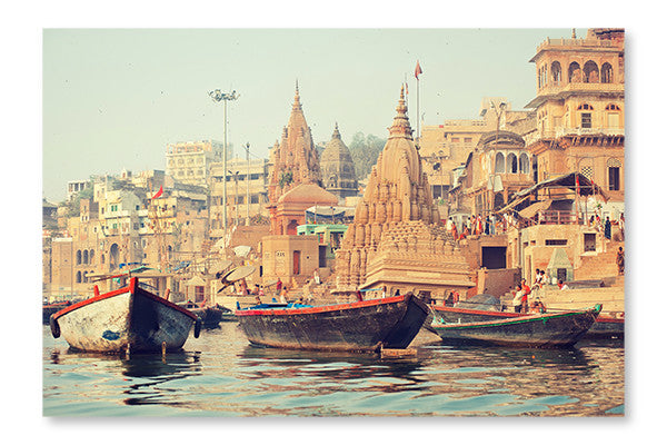 Ancient City Of Varanasi 16x24 Wall Art Frame And Fabric Panel - The Brick