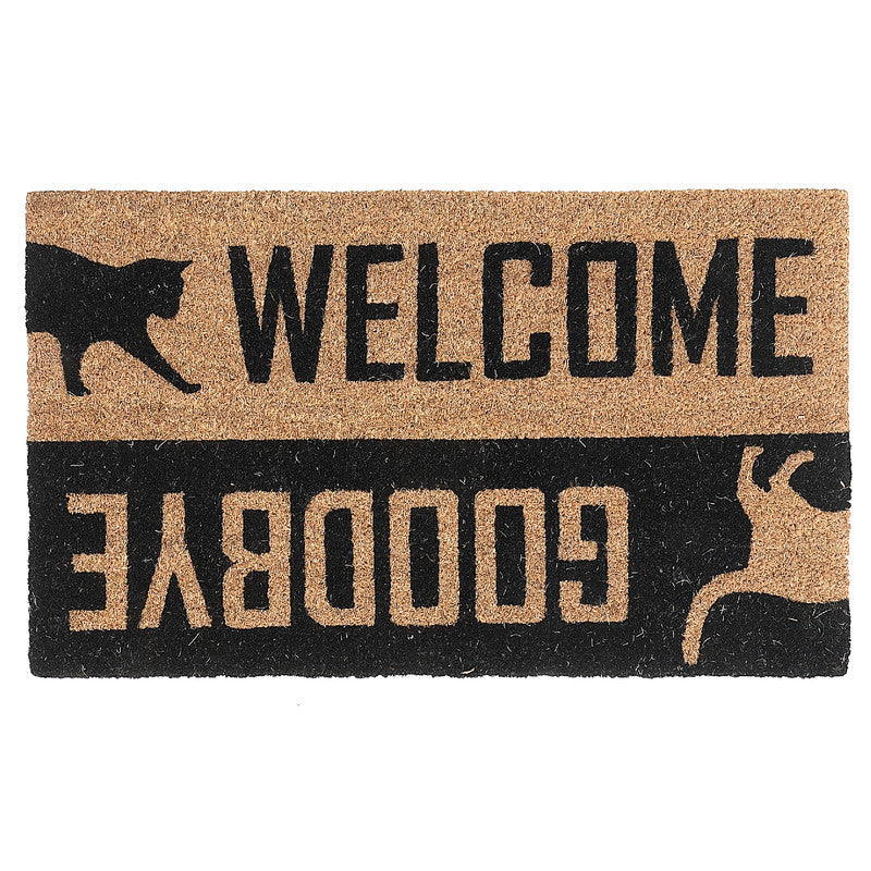 Coir Door Mat Cat - Welcome/goodbye Floormat - The Brick