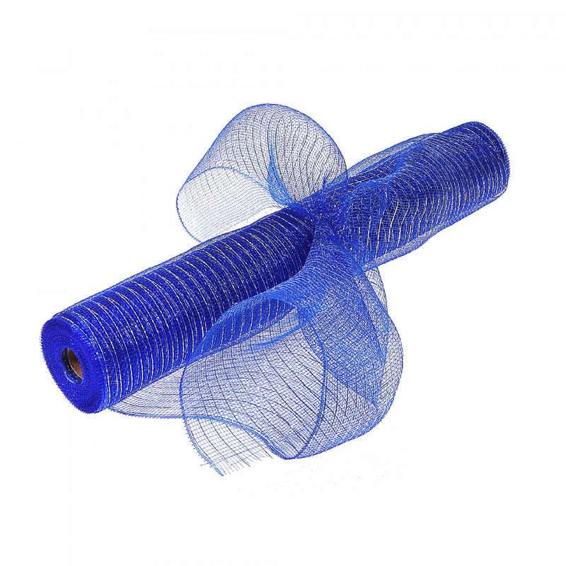 Mesh Ribbon Blue with Silver Stripes 21"x10" - Set of 2 Crafts - The Brick