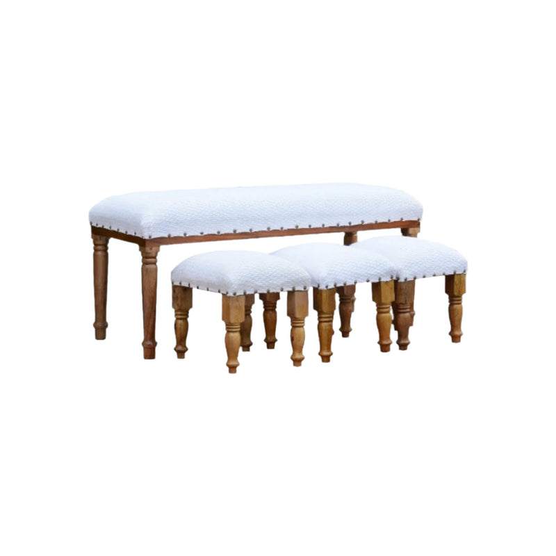 4 Piece Wood Bench and Stools Set Diamond Benches - The Brick