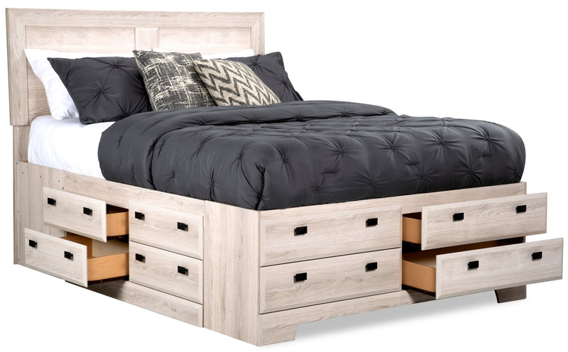 Yorkdale 12-Drawer Platform Bed with Headboard & Storage Frame, Mad ...