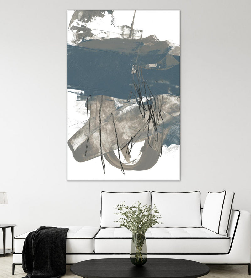 "Blue & Grey Swipe I" Giant Art 72x48 Wall Art - The Brick