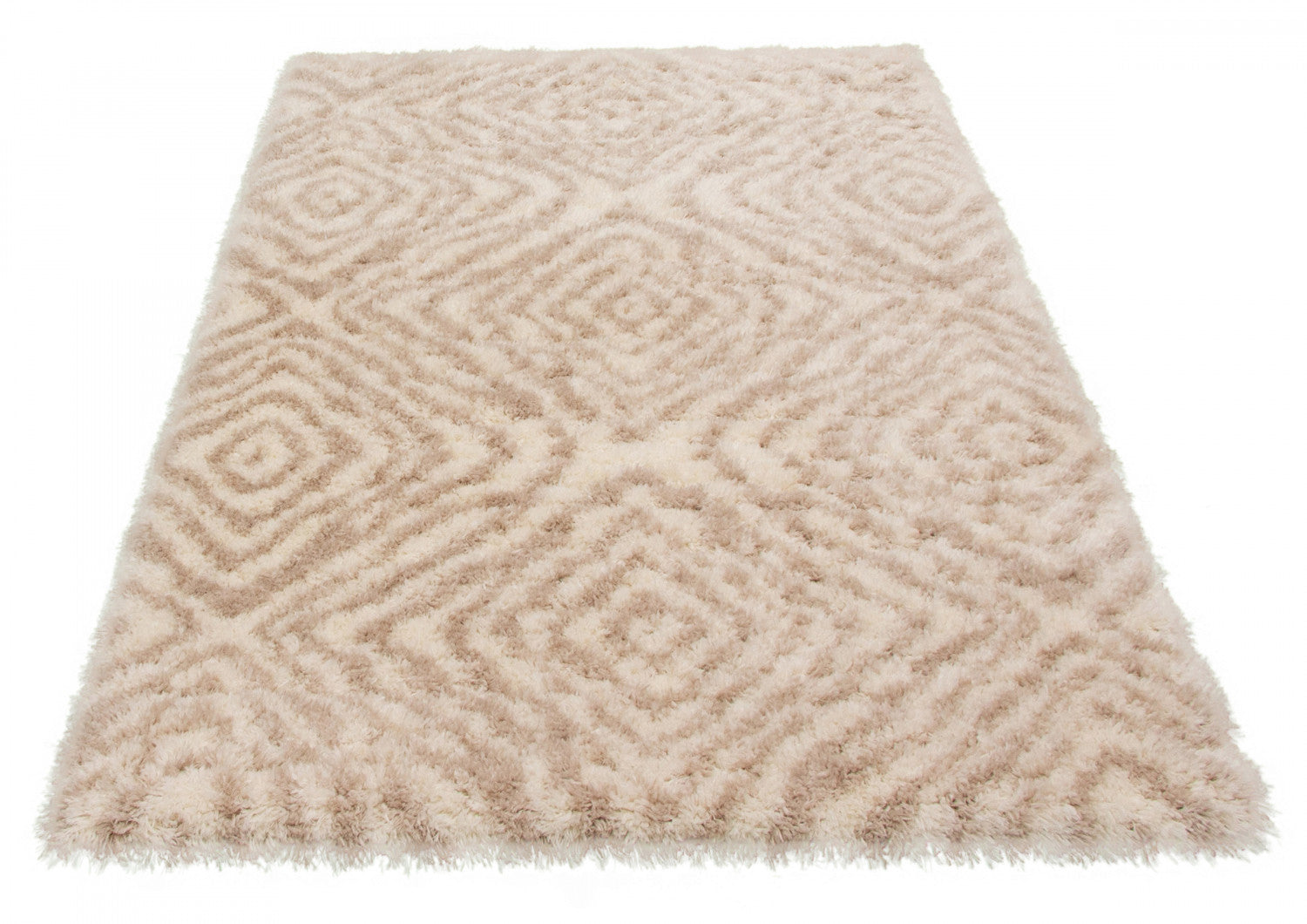 Agalia Abstract Ivory-Tan Shag - 5'3" x 7'3" - The Brick