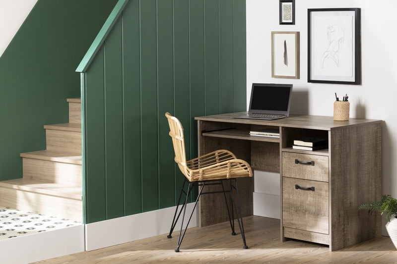 Tassio Desk with Keyboard Tray - Weathered Oak - The Brick