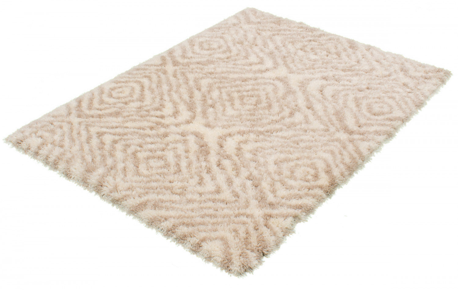 Agalia Abstract Ivory-Tan Shag - 5'3" x 7'3" - The Brick
