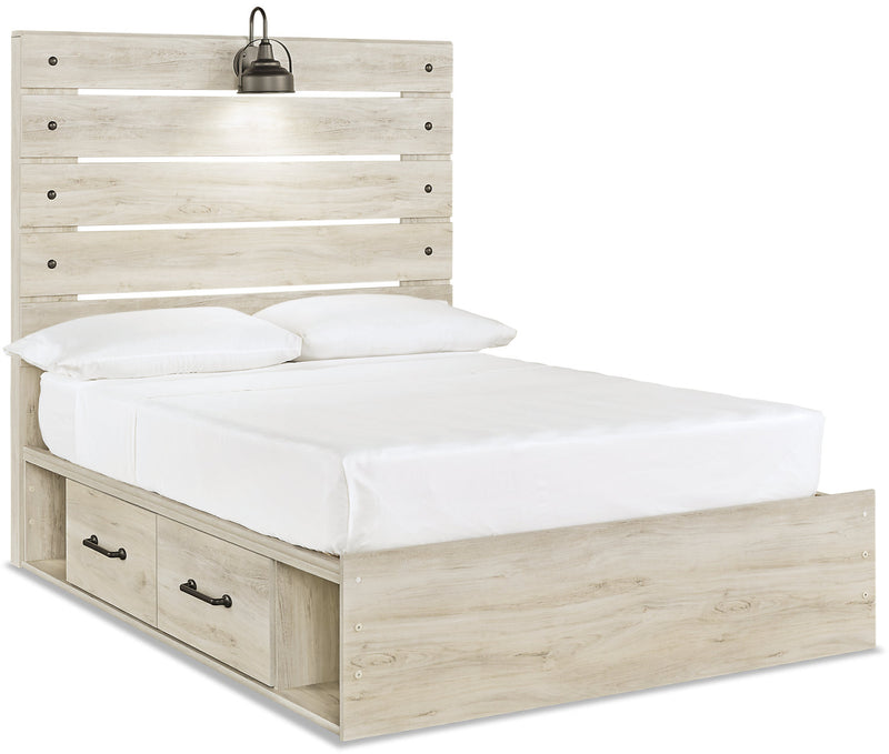 Abby Platform Side Storage Bed with LED Light & USB Ports, White ...