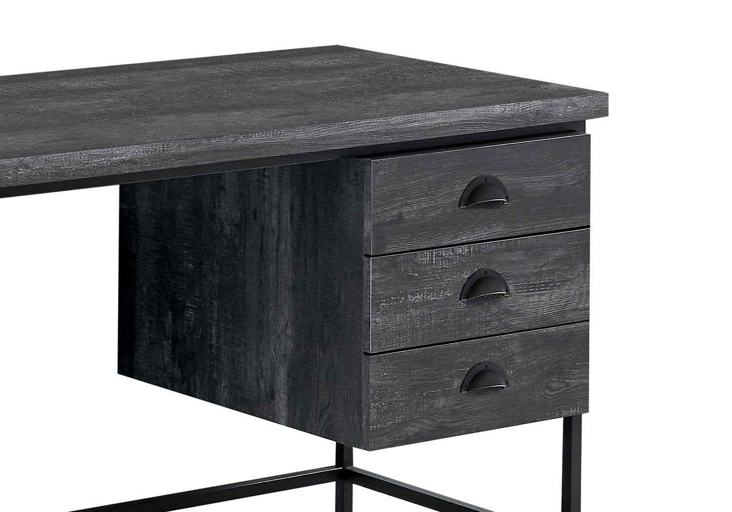 Blake 55.25" Reclaimed Wood Look Office Desk with 3-Drawers - Black ...