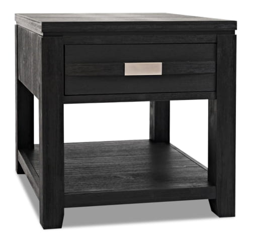 Bronx 24" Rustic End Table with Storage and Shelf - Charcoal Wood - The ...