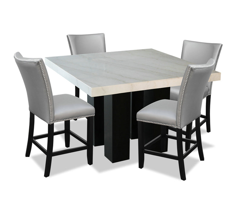 Cami 5pc Counter-Height Dining Set with Table & 4 Grey Chairs, Genu ...