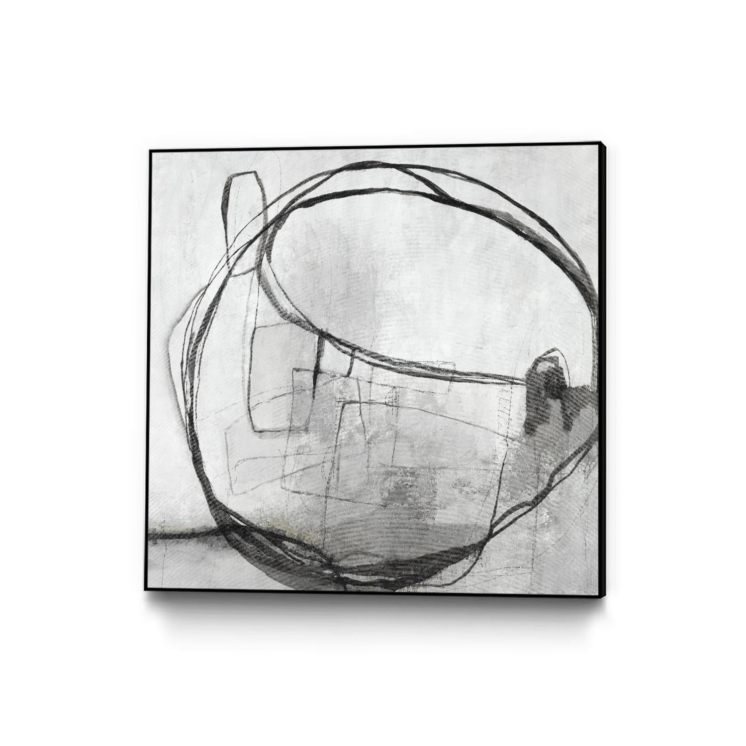 "Lucent Sphere" Canvas Framed Black 20x20 Wall Art - The Brick