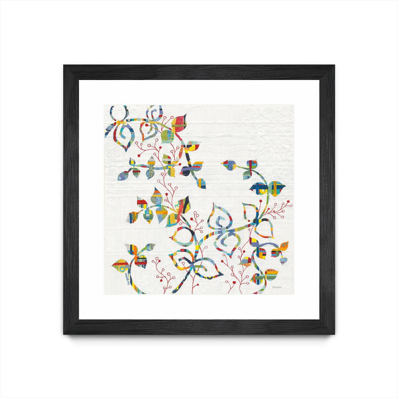 "Rainbow Vines With Berries" Matted and Framed Black 30x30 Wall Art ...
