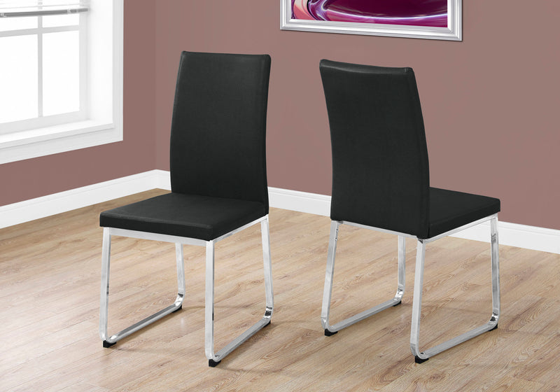 2pcs Black Leather-look Chrome Dining Chair - The Brick