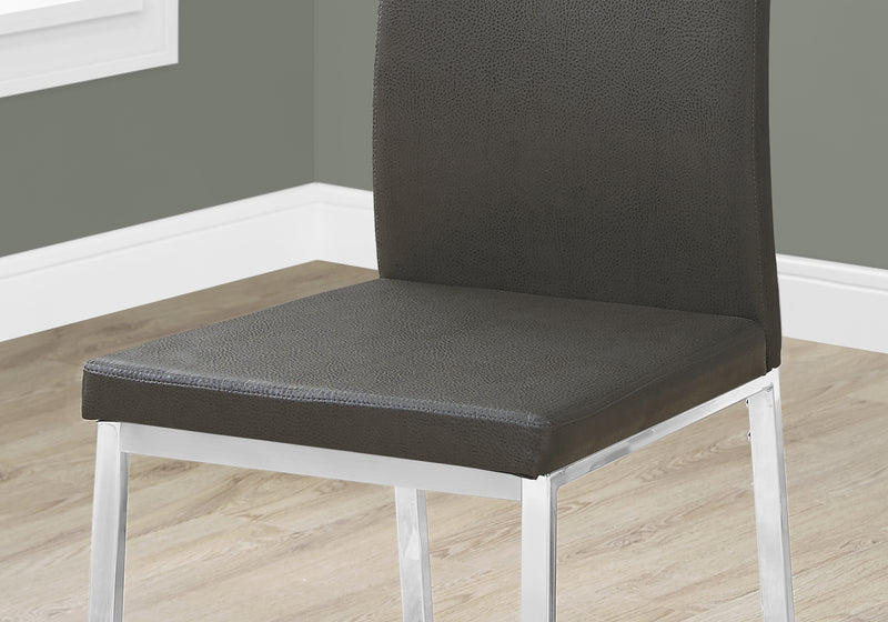 2pcs Grey Leather-look Chrome Dining Chair - The Brick