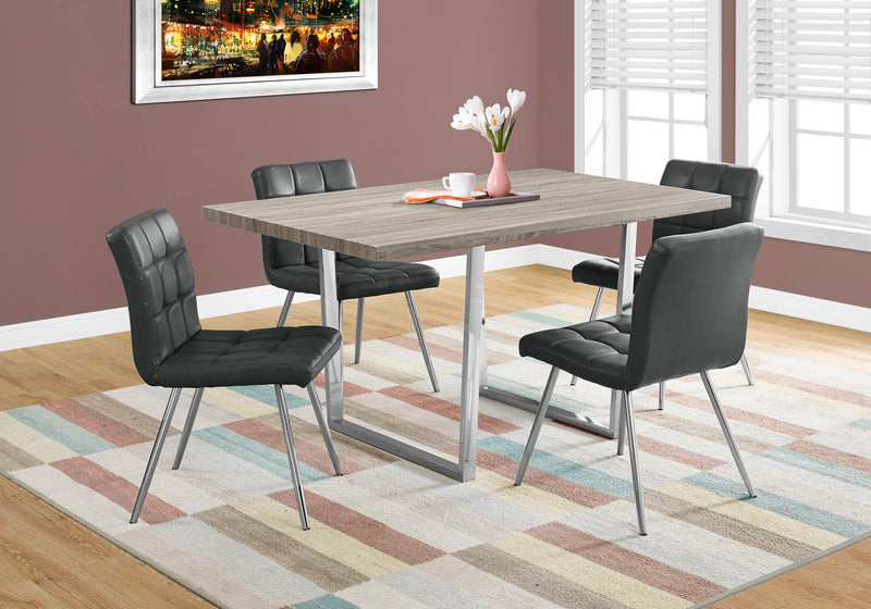 Dark Taupe Chrome Metal Dining Table - The Brick