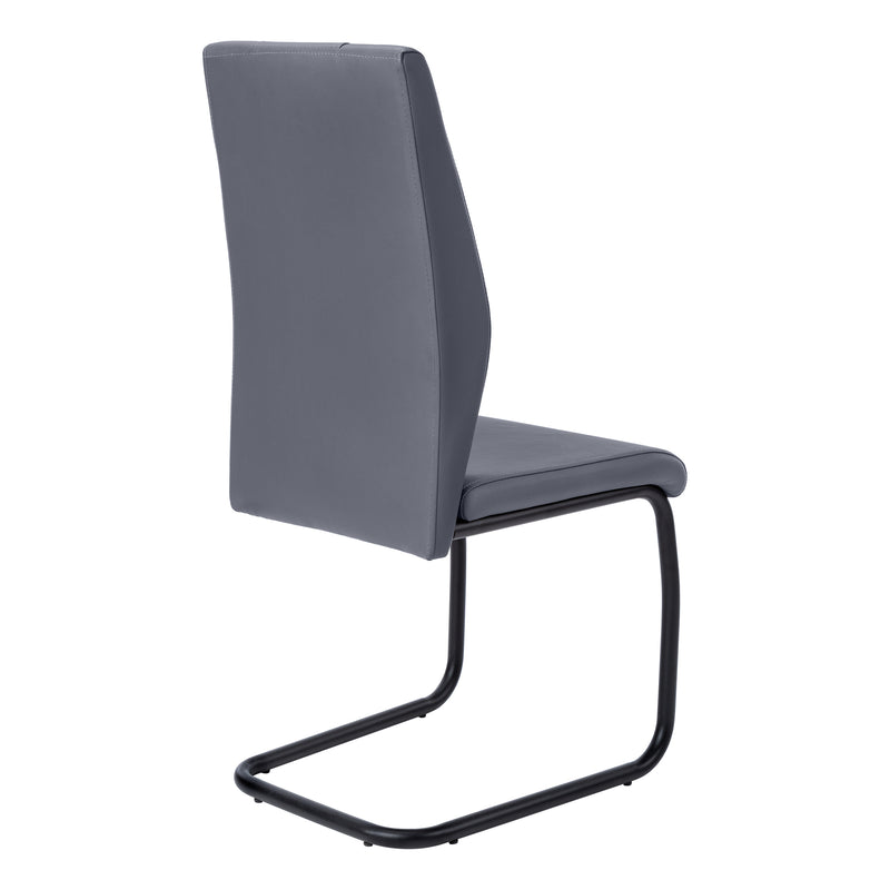 2pcs Grey Leather-look Metal Dining Chair - The Brick