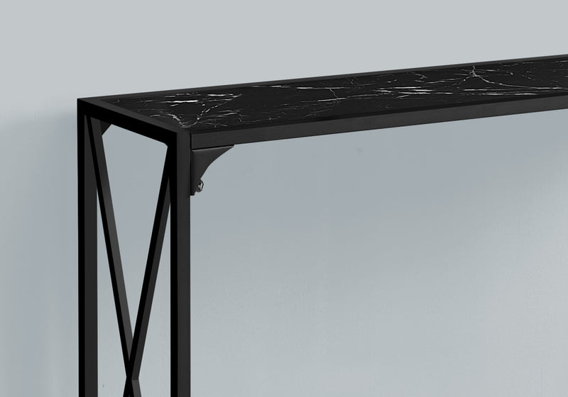 Black Marble-look Black Metal Console Table - The Brick