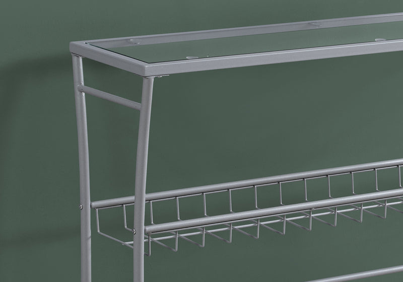 Silver tempered Glass Hall Console Accent Table - The Brick