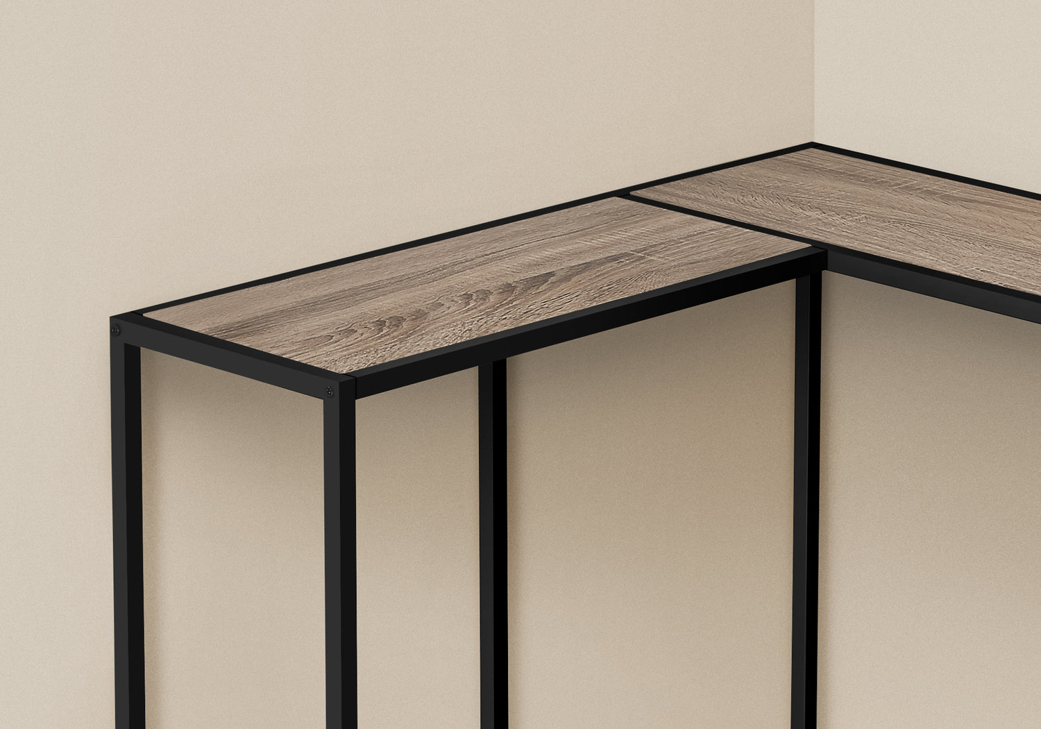 Dark Taupe Wood-look Black Console Table - The Brick