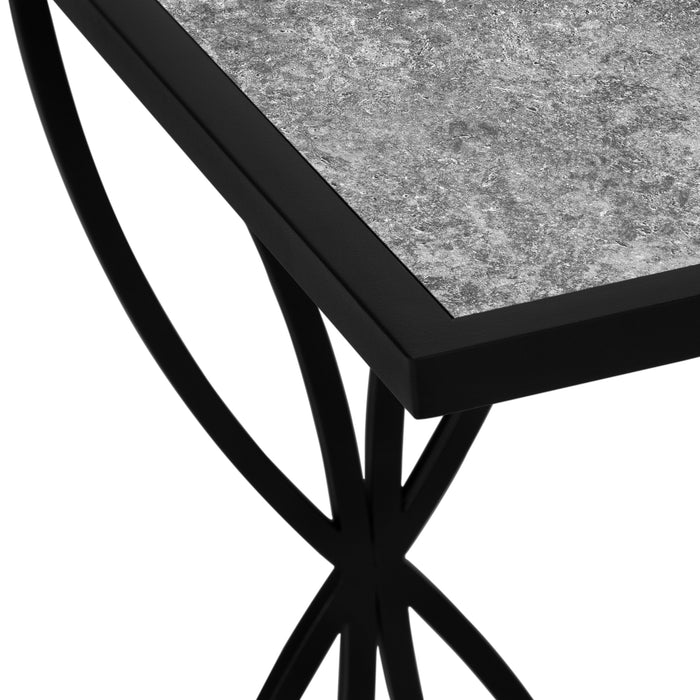 Grey Stone-look Black Metal Accent Table - The Brick