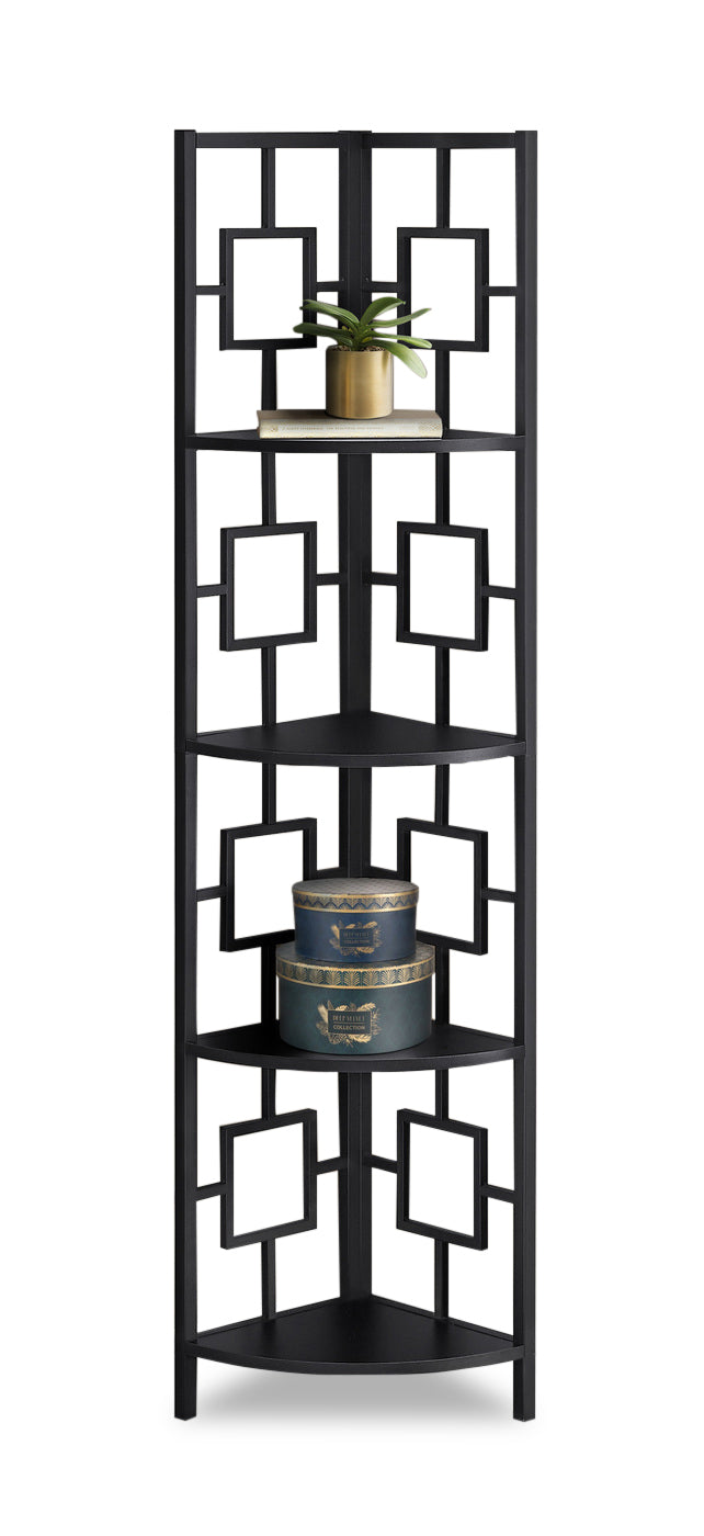 Black Black Metal Corner Etagere Bookcase - The Brick