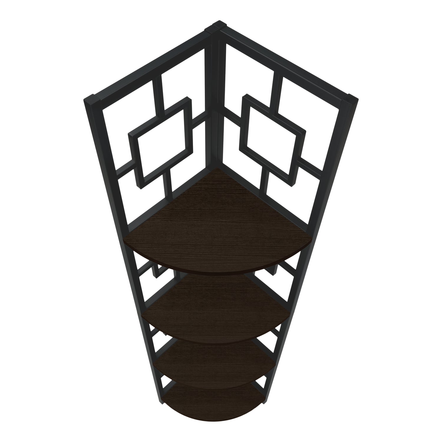 Espresso Black Metal Corner Etagere Bookcase - The Brick