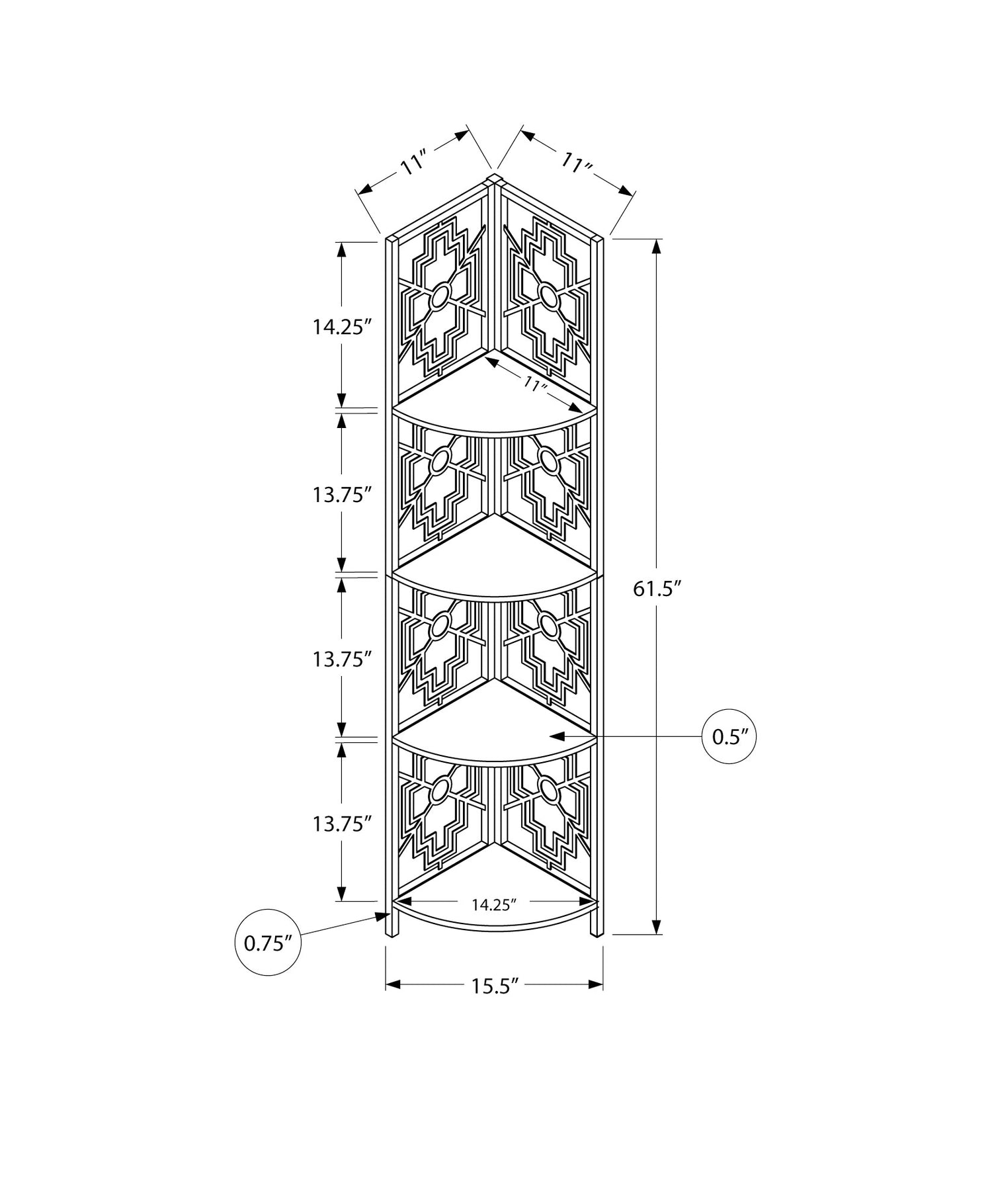 Espresso Black Metal Corner Etagere Bookcase - The Brick