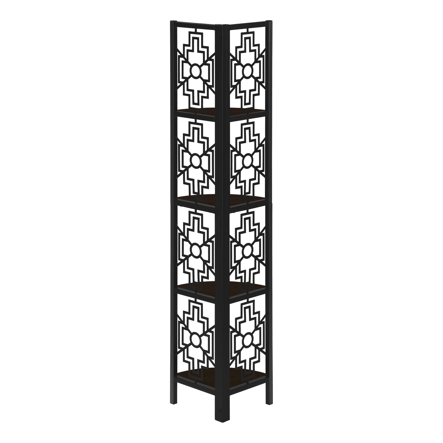 Espresso Black Metal Corner Etagere Bookcase - The Brick