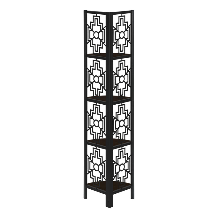 Espresso Black Metal Corner Etagere Bookcase - The Brick
