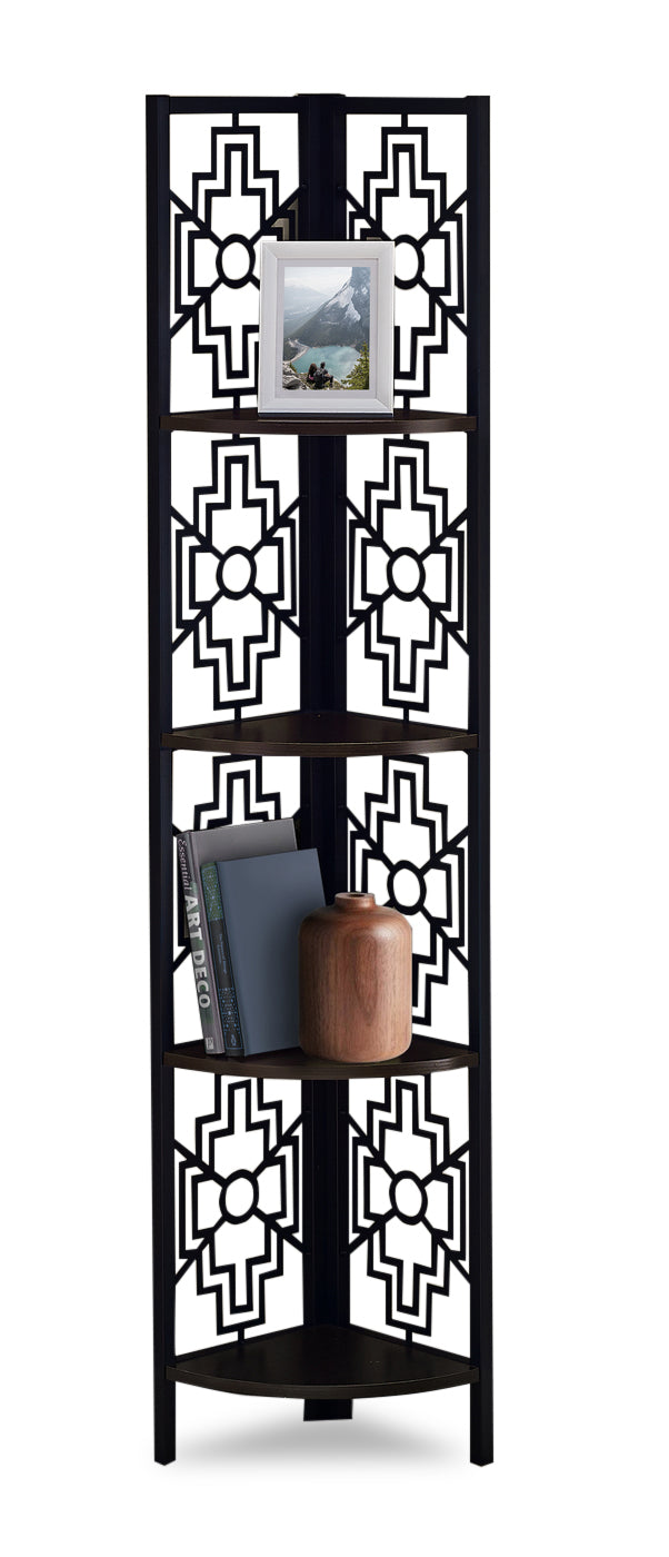 Espresso Black Metal Corner Etagere Bookcase - The Brick