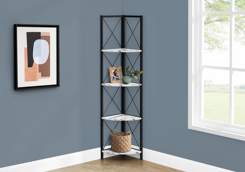 White Marble-look black Bookcase - The Brick