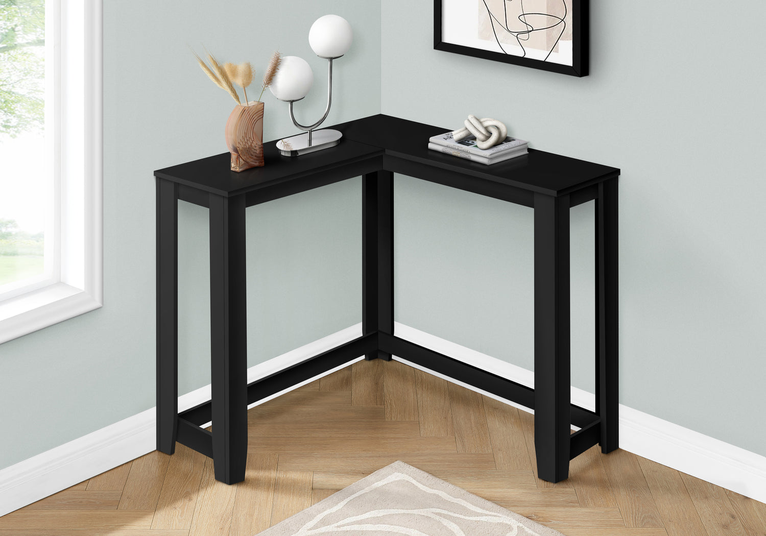 Black Corner Console Accent Table The Brick