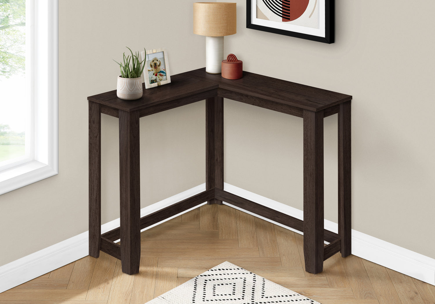 Espresso Corner Console Accent Table - The Brick