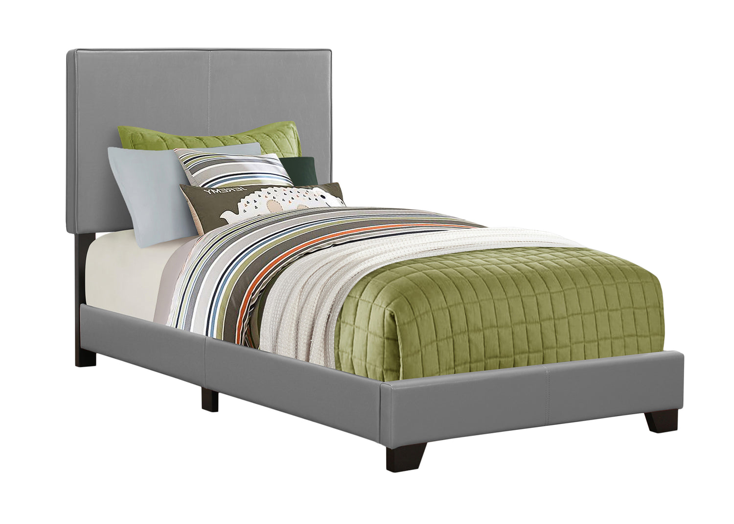 Twin Size Grey Leather look Bed The Brick