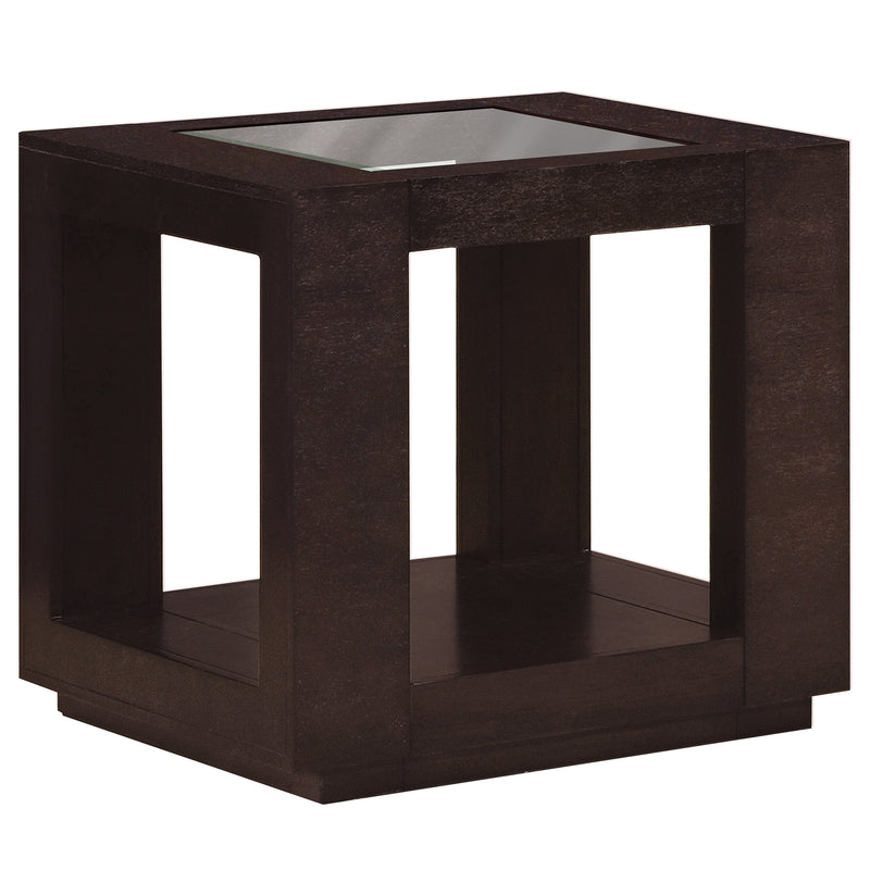 Espresso Veneer with Glass Insert Accent Table - The Brick