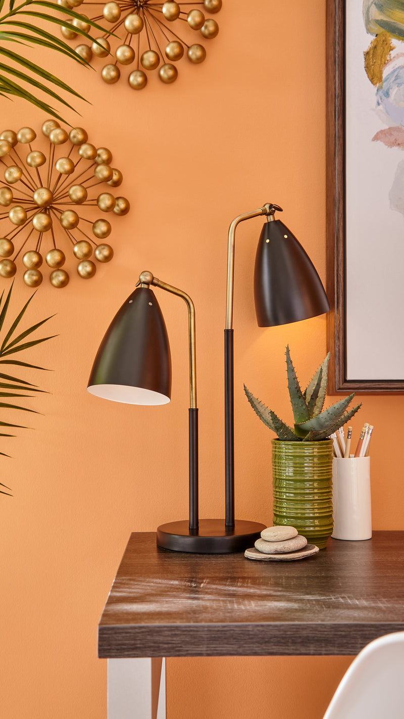Jetty 22" Black and Gold 2-Light Table Lamp - The Brick