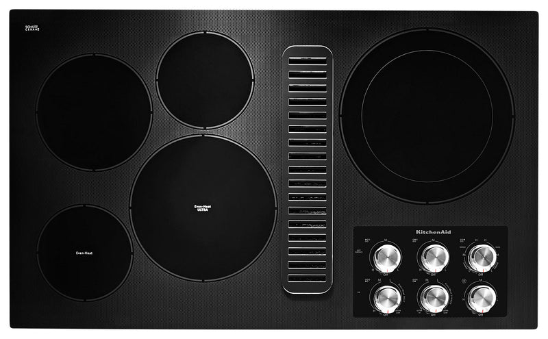 KitchenAid 36" 5-Element Electric Cooktop - Black - KCED606GBL - The Brick