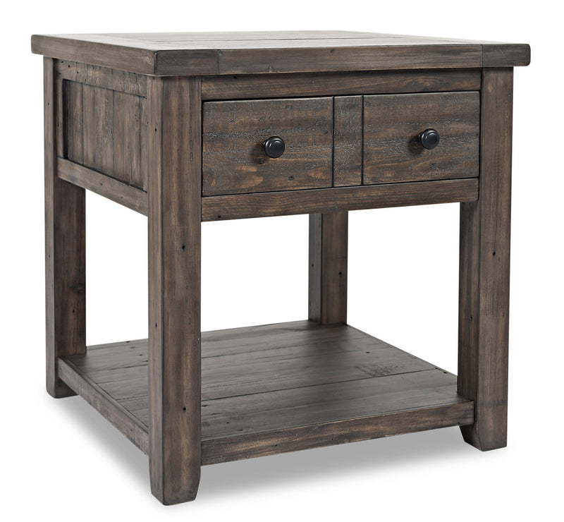 Madison 24" Rustic End Table with Storage and Shelf - Grey Brown Wood ...